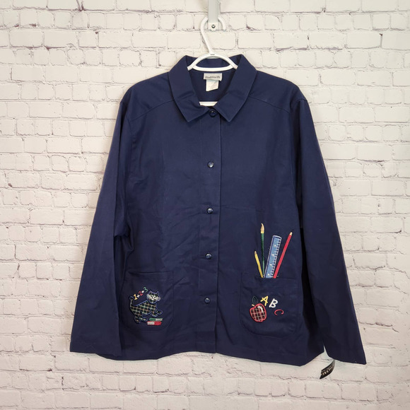 Bon Worth | Tops | Nwt Bon Worth Teacher Artist Smock Navy Long Sleeve ...